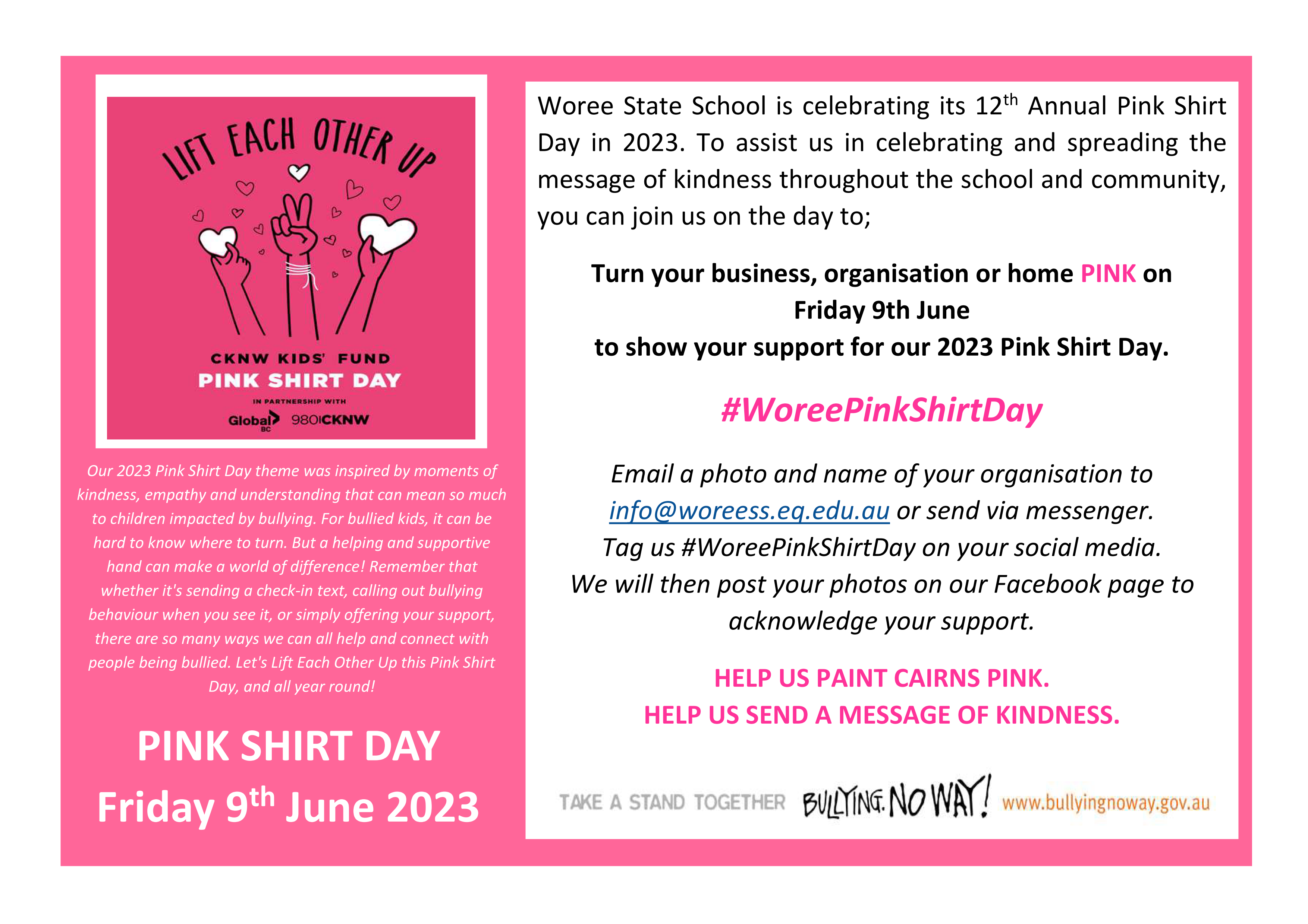Woree State School Pink Shirt Day - Star 1027